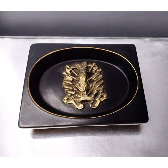 Unique Vintage | Accents | Vintage Ceramic Raised Brass Knight Ashtray ...